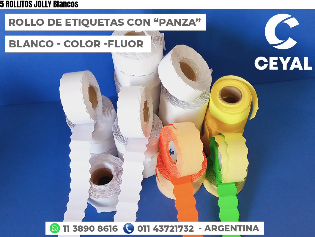 5 ROLLITOS JOLLY Blancos | Zebra Etiquetadora