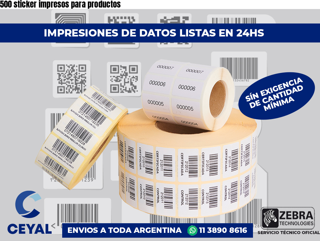 500 sticker impresos para productos | Zebra Etiquetadora