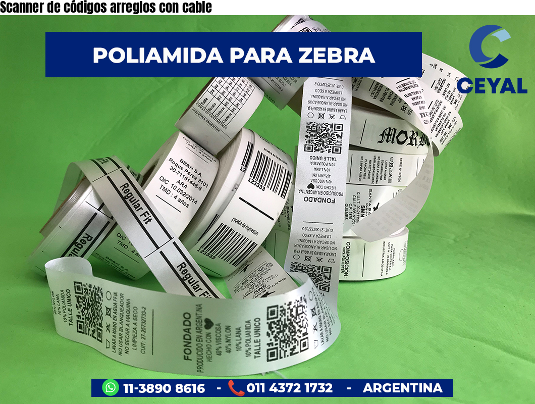 Scanner de códigos arreglos con cable | Zebra Etiquetadora