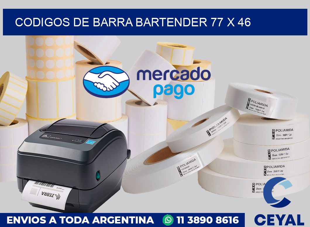 Codigos de barra Bartender 77 x 46 | Zebra Etiquetadora
