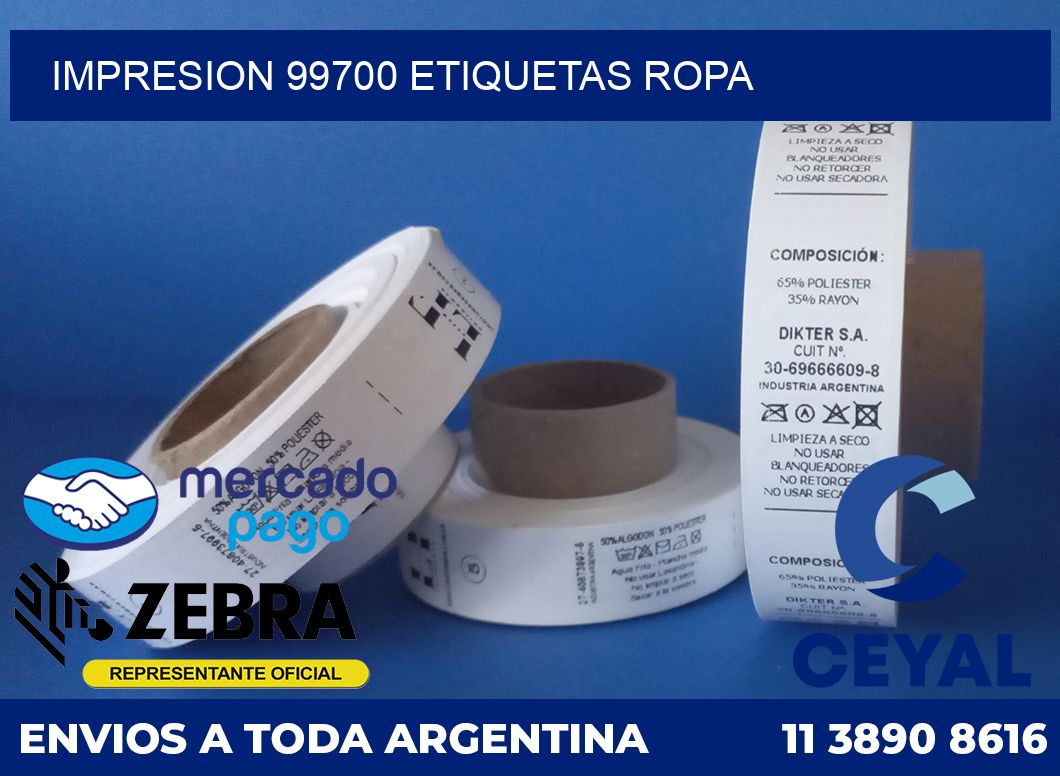impresion 99700 etiquetas ropa | Zebra Etiquetadora