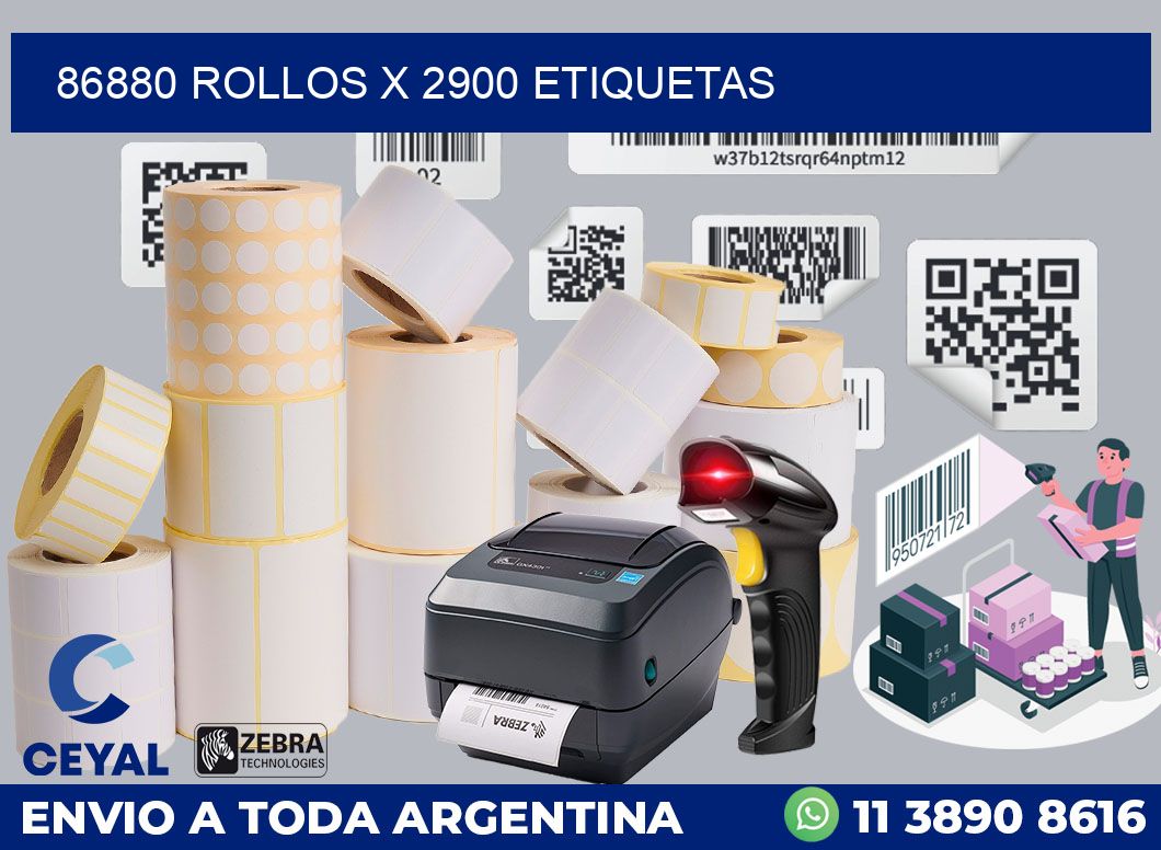 86880 Rollos x 2900 etiquetas | Zebra Etiquetadora